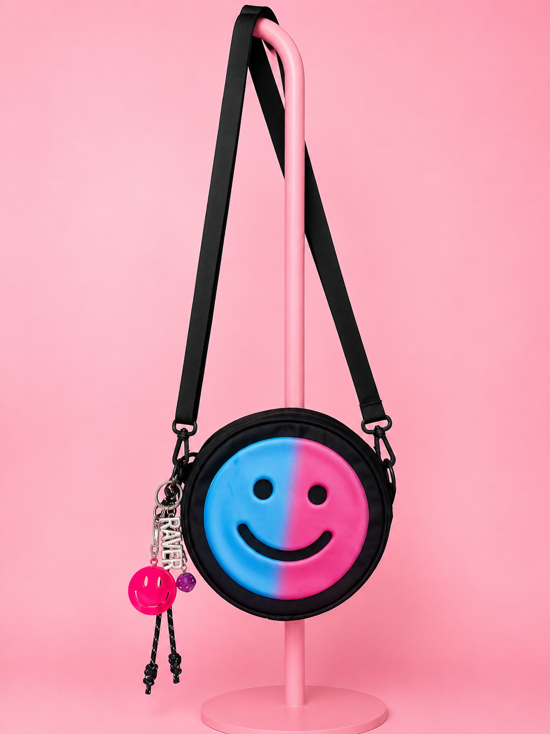 Frisson Pink Smiley Charm Bag